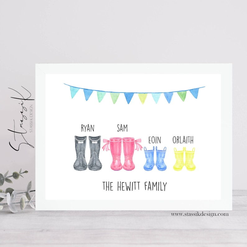 Personalised Family Wellies Print Family Welly Print Gift - Etsy UK