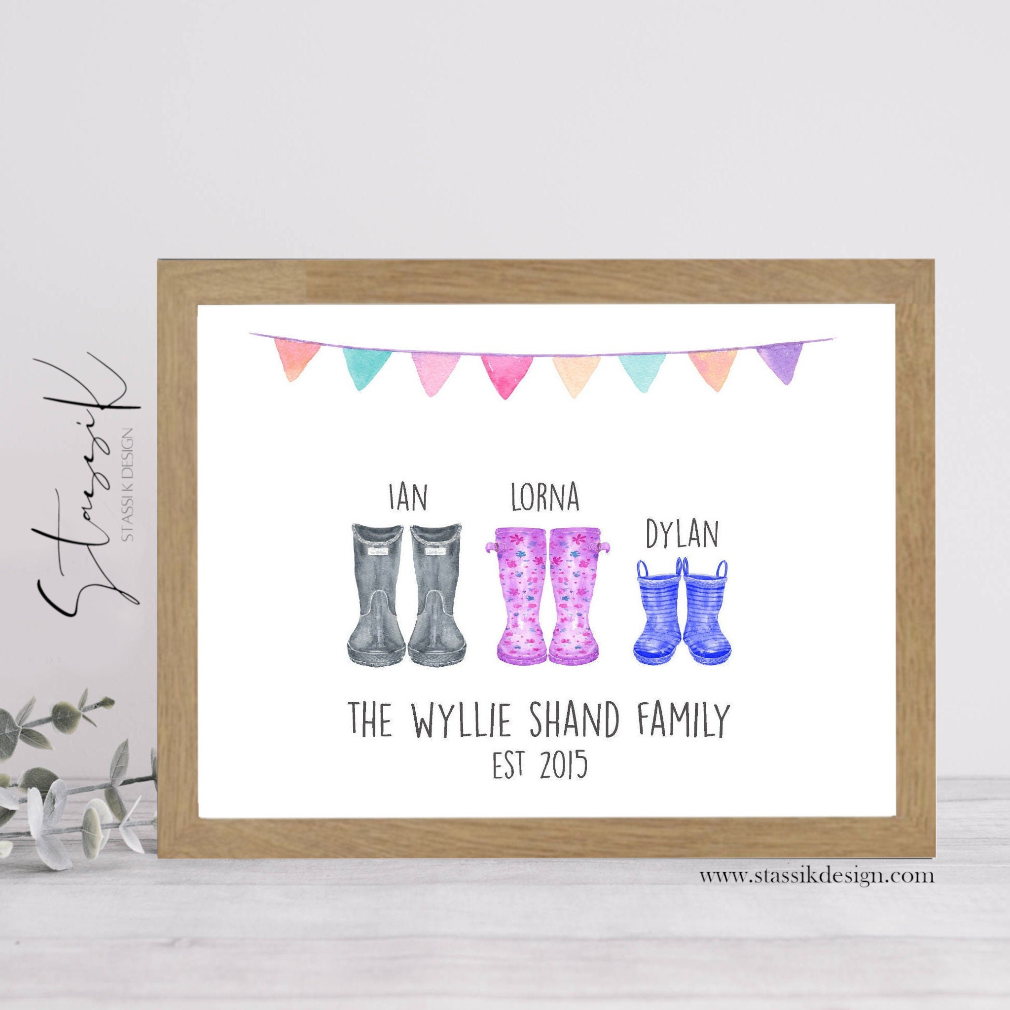 Personalised Family Wellies Print Family Welly Print Gift - Etsy UK