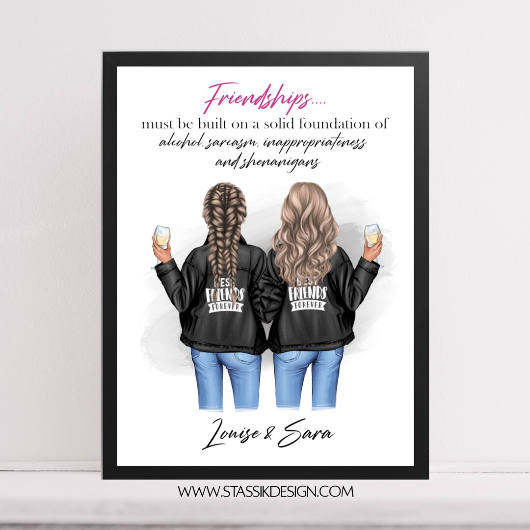 Best Friend Jackets Personalised Illustration Print - Etsy