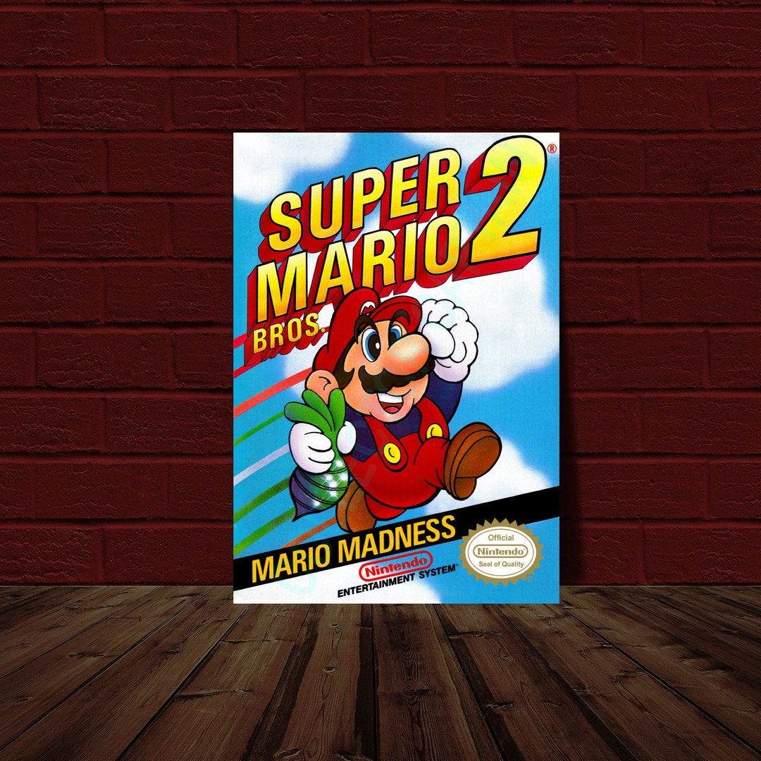 Super Mario Brothers 2 - Nintendo (NES) Video Game Cover Reprint Poster ...