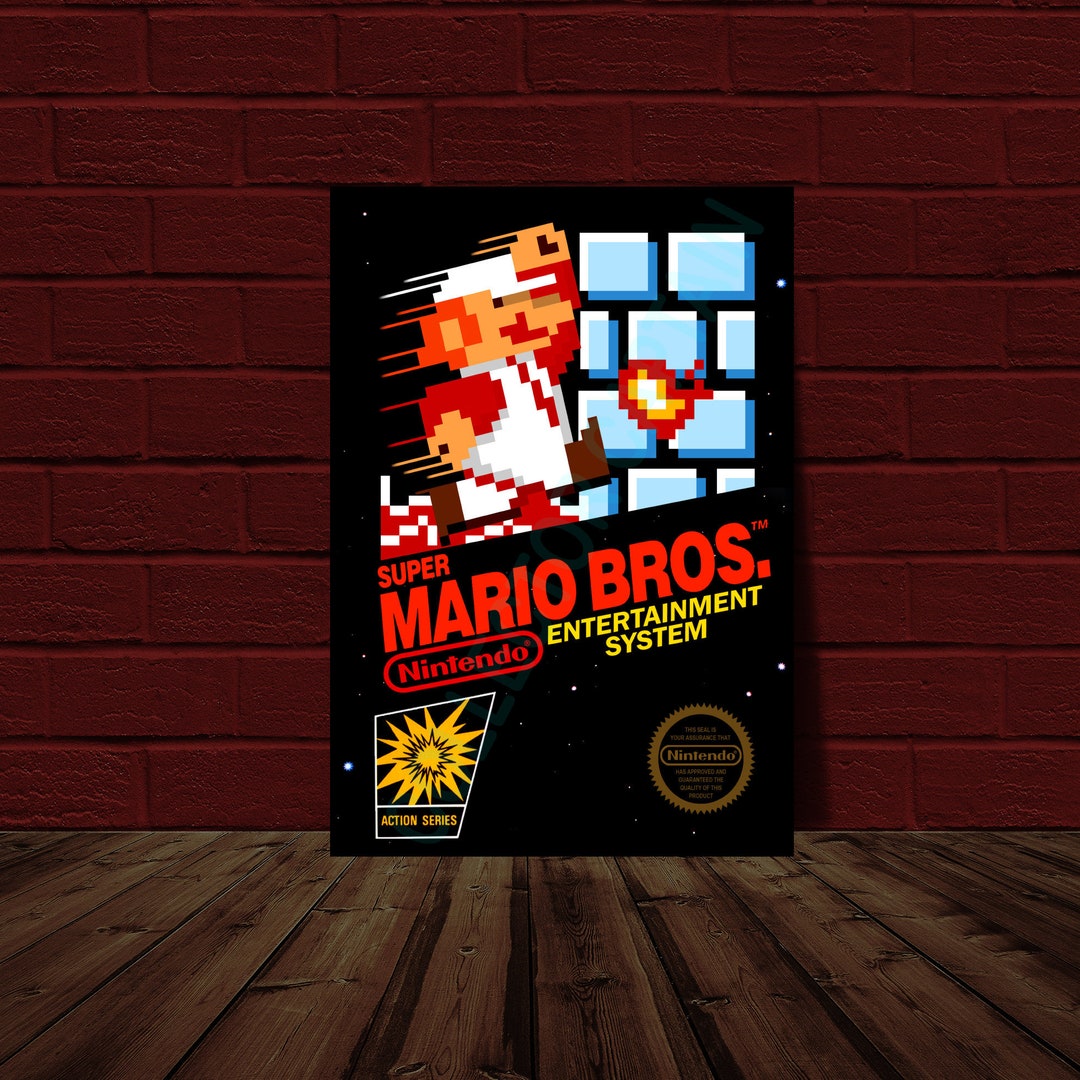 Super Mario Brothers - Nintendo (NES) Video Game Cover Reprint Poster ...