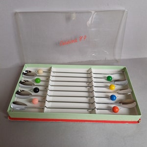 A Lovely Set of Eight, Funky Style Tall Spoons, Silver Coloured ...