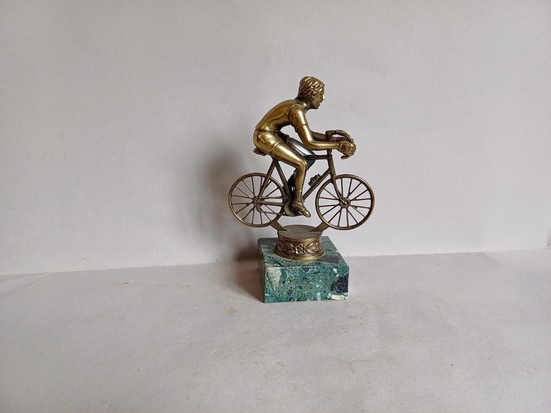 A Lovely Vintage, Bronze Colour Metal on Marble Cycling or Cyclist ...