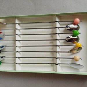 A Lovely Set of Eight, Funky Style Tall Spoons, Silver Coloured ...