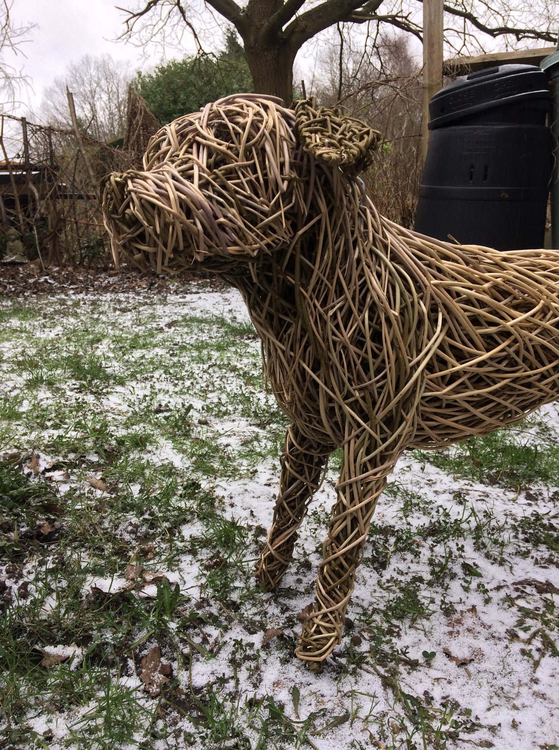 Willow Wicker Dog Sculpture terrier Size Pet Garden Animal - Etsy UK