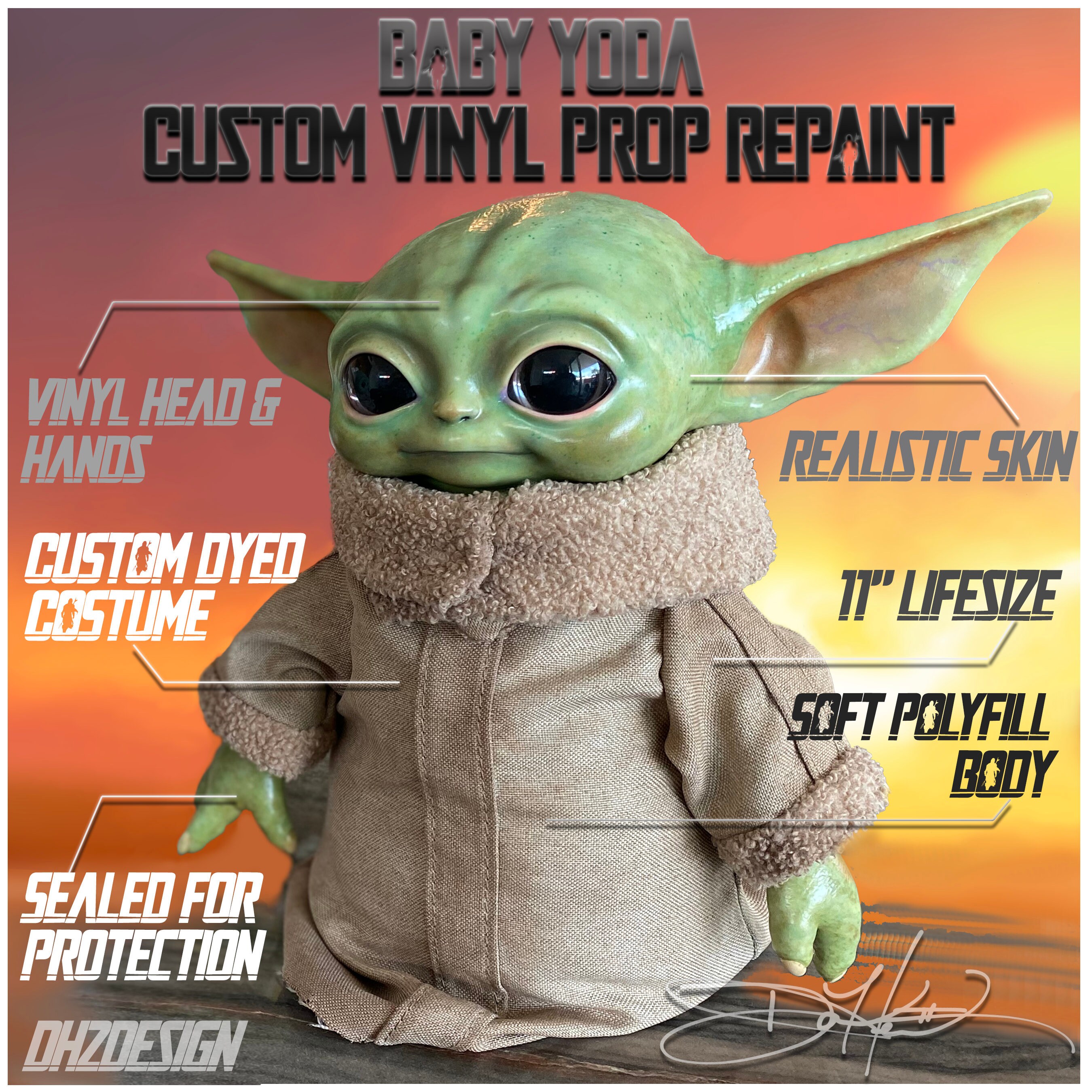 BABY YODA GROGU Hyper-realistic Custom Repaint - Etsy