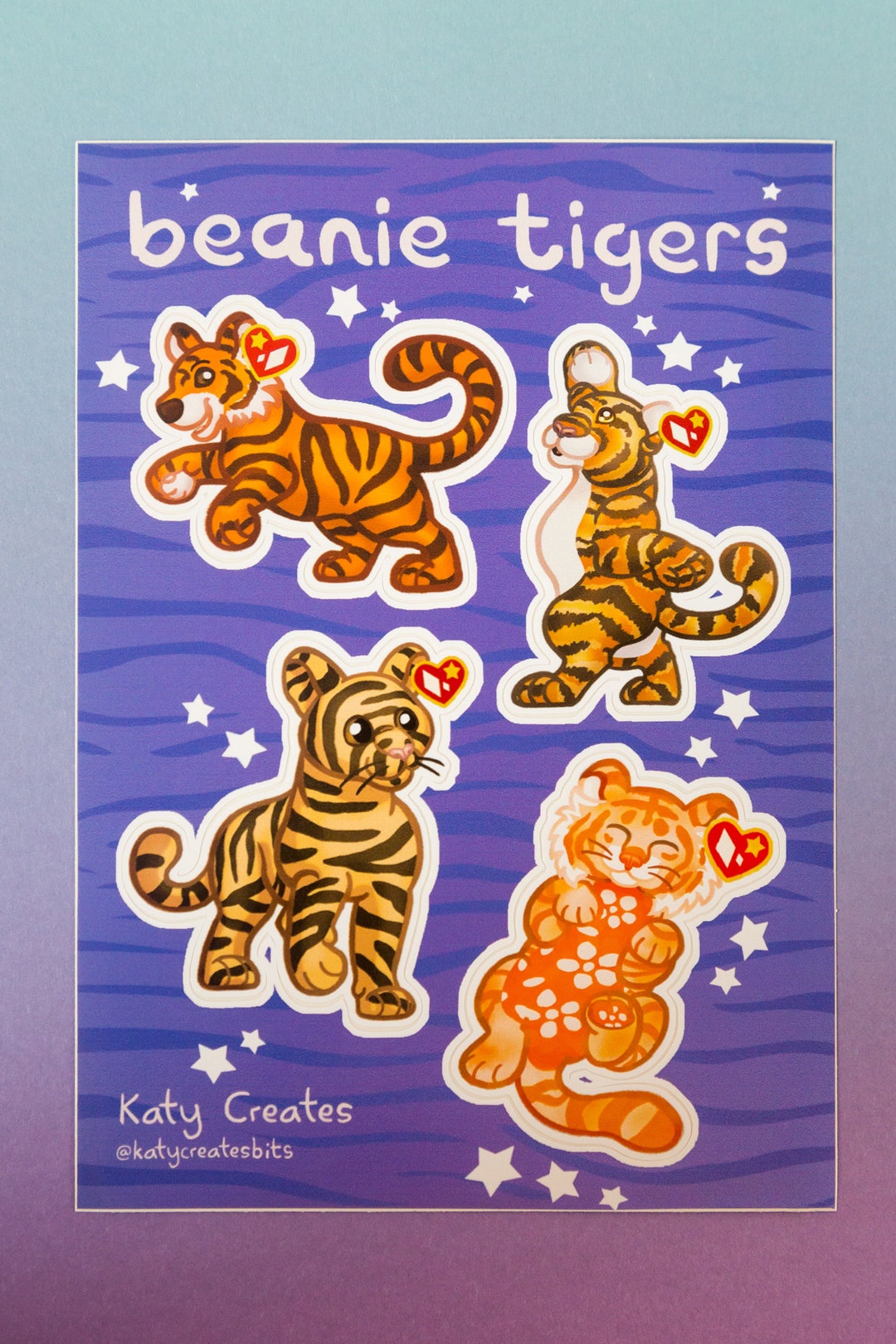 Beanbag Toy Tigers A6 Vinyl Sticker Sheet - Etsy