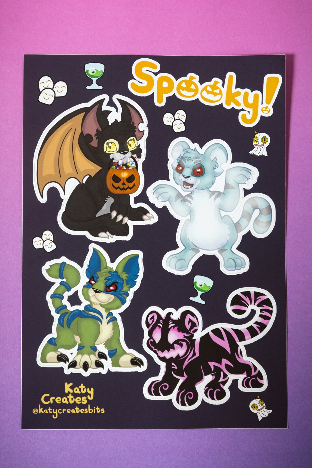 Neopets Spooky Kougras A5 Vinyl Sticker Sheet - Etsy