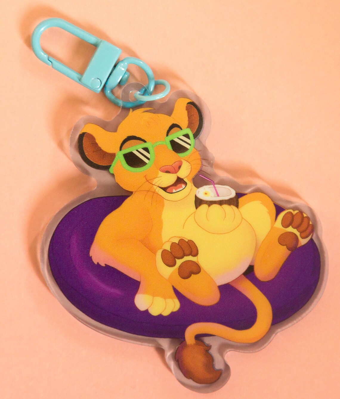 King Lion Simba Summer DOUBLE-SIDED Acrylic Charm Keyring Keychain - Etsy