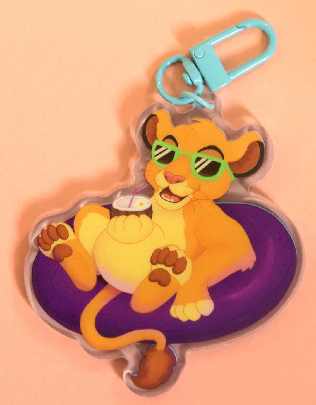 King Lion Simba Summer DOUBLE-SIDED Acrylic Charm Keyring Keychain - Etsy