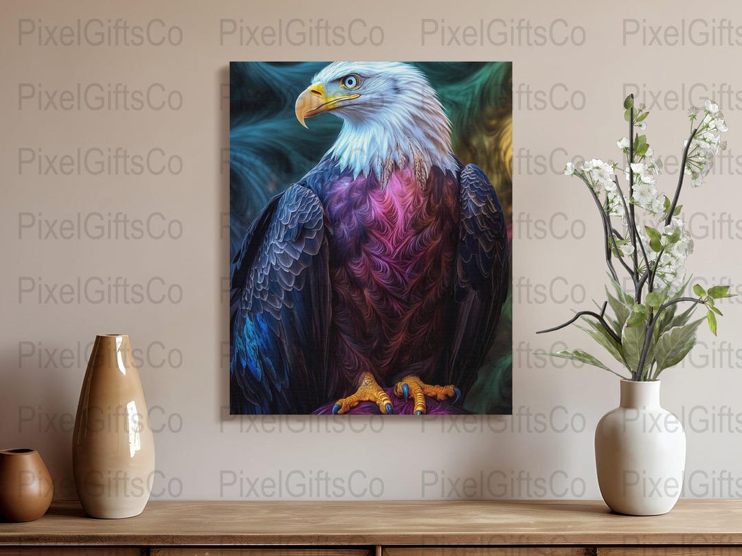 Bald Eagle Digital Art Print, American Eagle Wall Decor, Patriotic ...