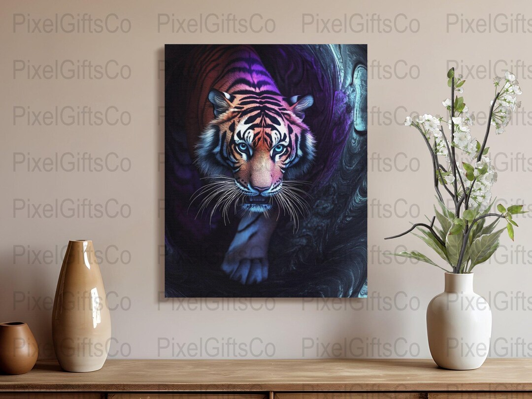Majestic Tiger in Enchanted Forest Wall Art Printable Tiger Decor ...