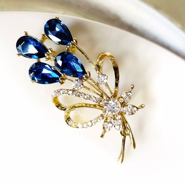 Navy Blue Brooch - Etsy