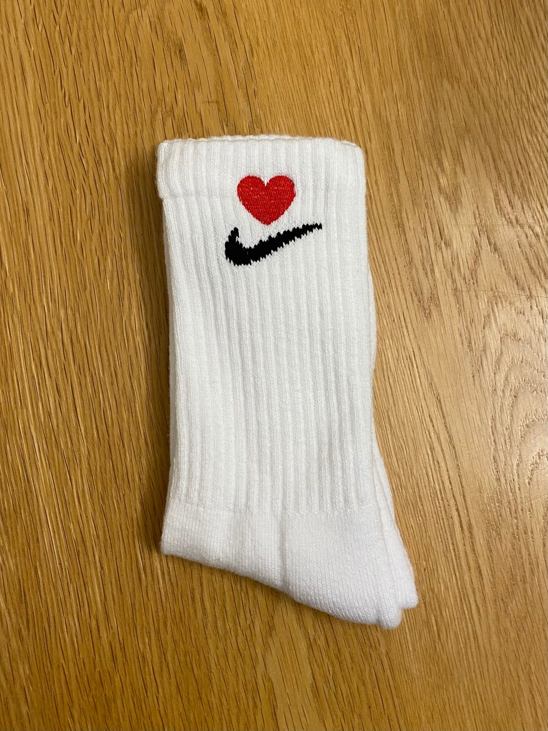Custom Embroidered Nike Socks Heart Design - Etsy UK