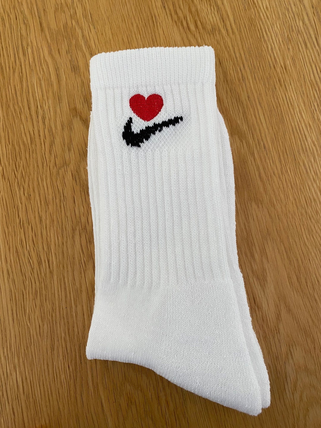 Custom Embroidered Nike Socks Heart Design - Etsy UK