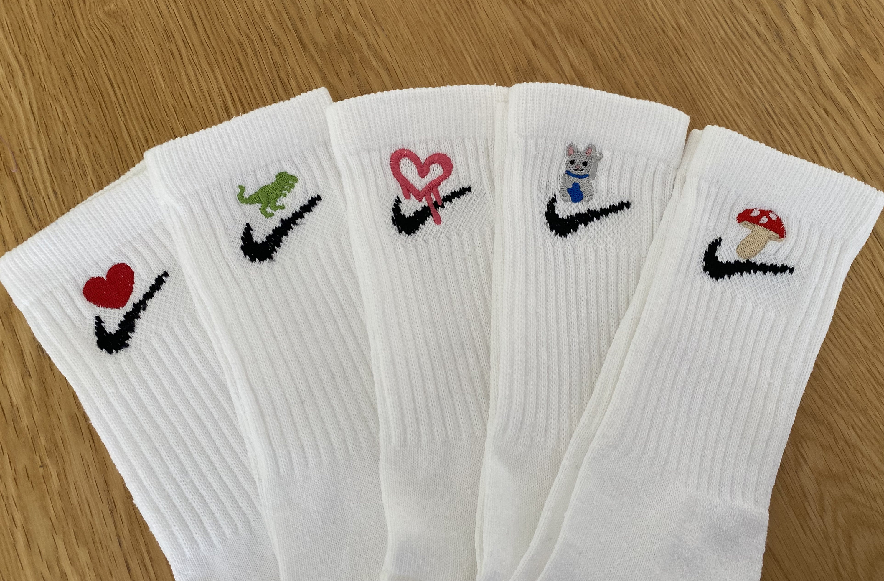 Custom Embroidered Nike Socks Heart Design - Etsy UK