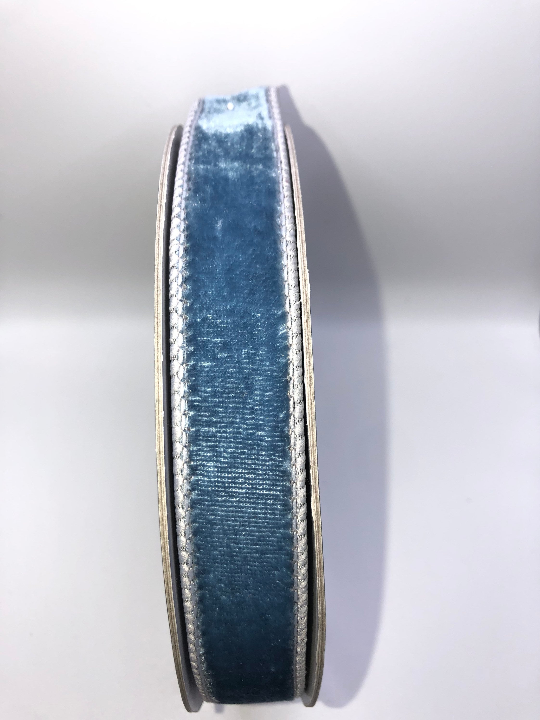 2 Toned Steel Blue Grey Velvet Ribbon, 1 Inch, 10 Yards, Designer ...