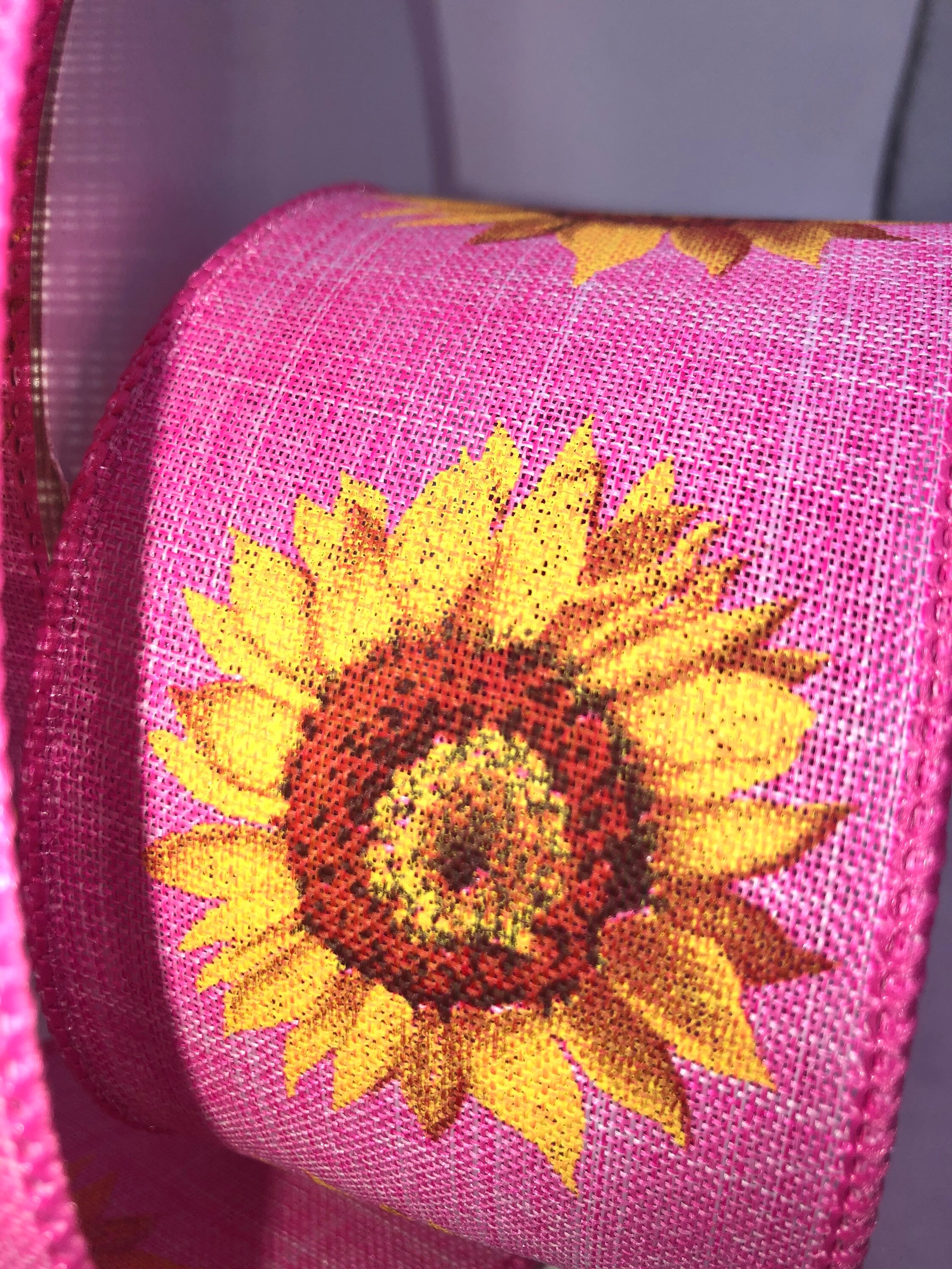 Sunflower Pink and Yellow Ribbon, 2.5 Inch, 20 Yards, Sunflower Ribbon ...