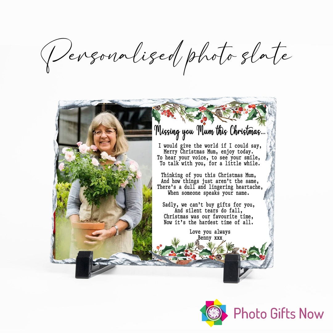 Personalised Memorial Christmas Photo Slate Gift Rectangle 19 X 14 Cm ...