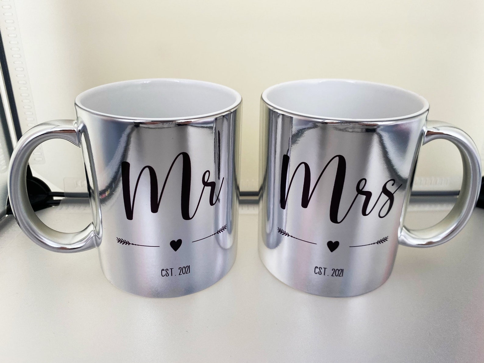 Personalised Metallic Coffee/ Tea Mug 11oz Silver Cup Gift - Etsy 日本