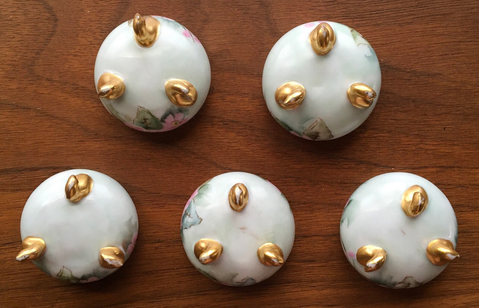 Antique Set of 5 Footed Salt Dips With Floral Design Circa 1900 - Etsy