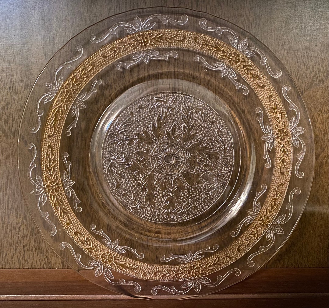 Stippled Rose Band S-pattern Luncheon Pieces Macbeth-evans Glass ...