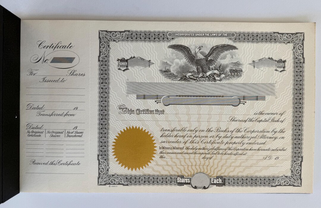Vintage Stock Certificate Book - Etsy
