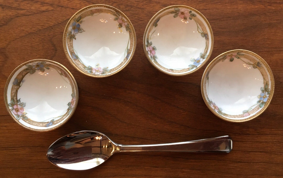 Antique Set of 4 Hand Painted Pedestal Salt Dips Circa 1900 - Etsy