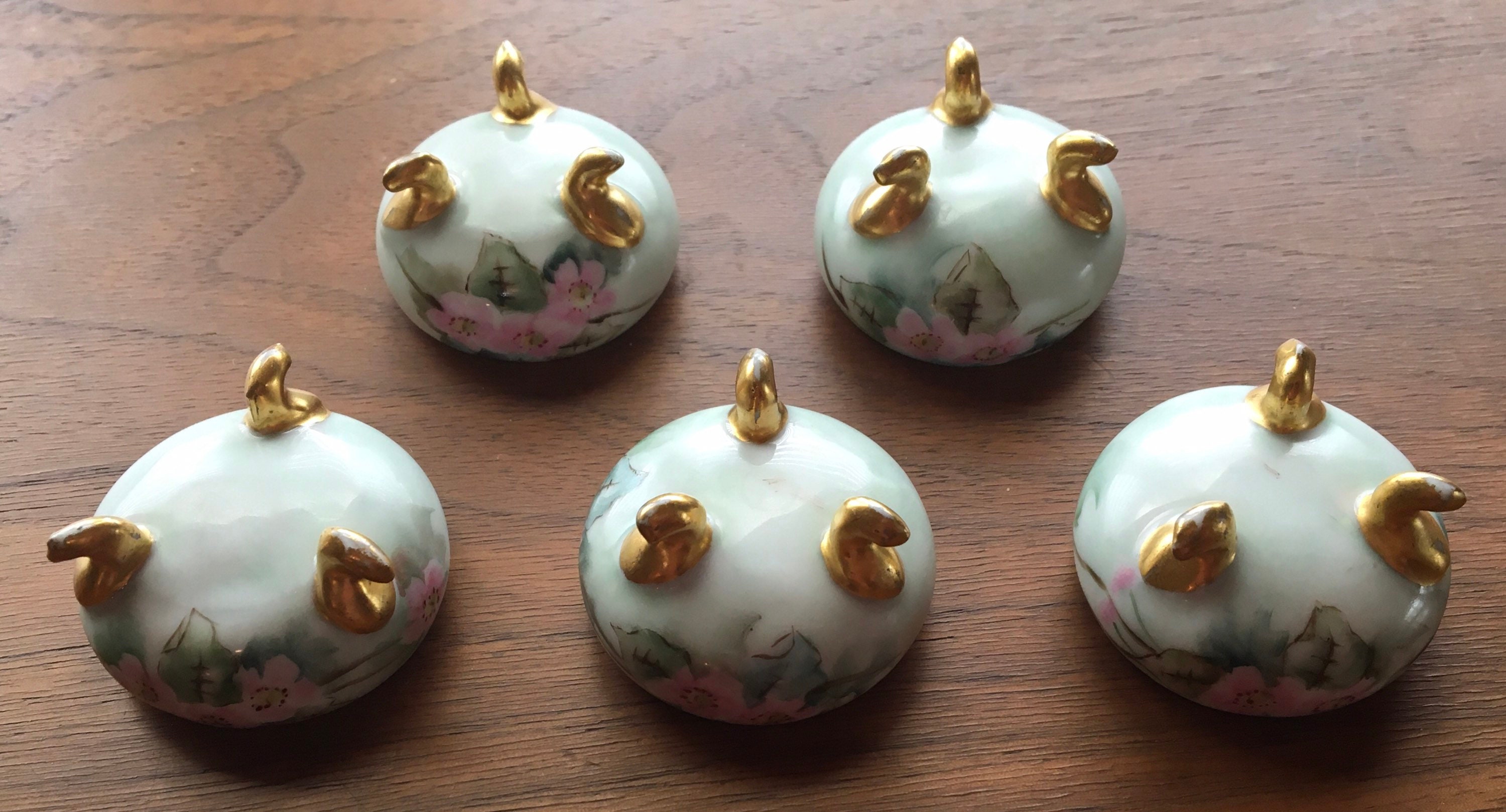 Antique Set of 5 Footed Salt Dips With Floral Design Circa 1900 - Etsy