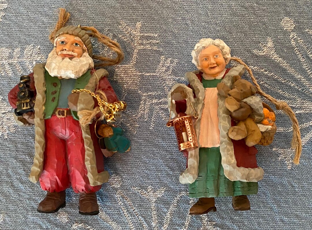 Hallmark Santa and Mrs. Claus Folk Art Americana Collection Pair - Etsy