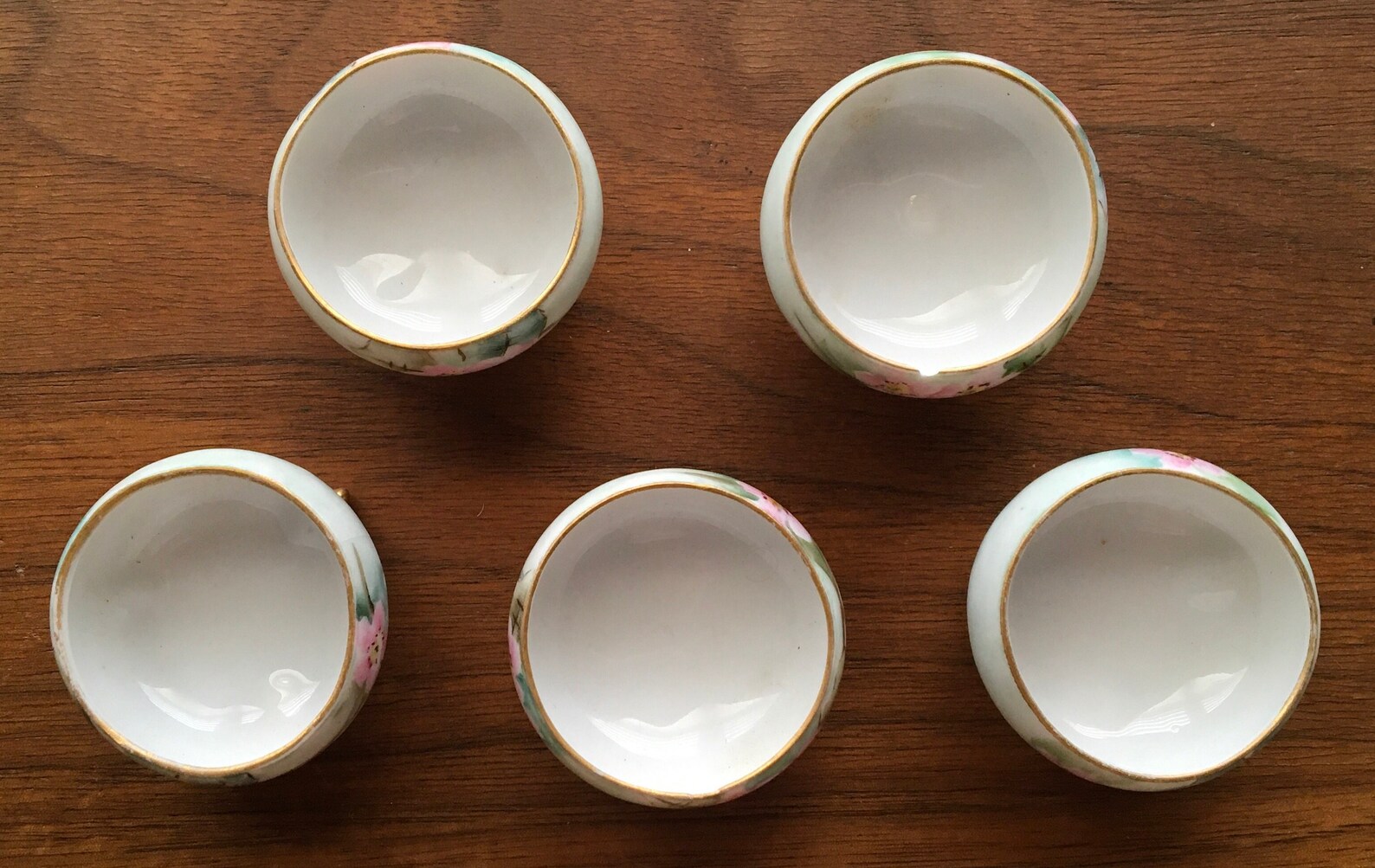 Antique Set of 5 Footed Salt Dips With Floral Design Circa 1900 - Etsy