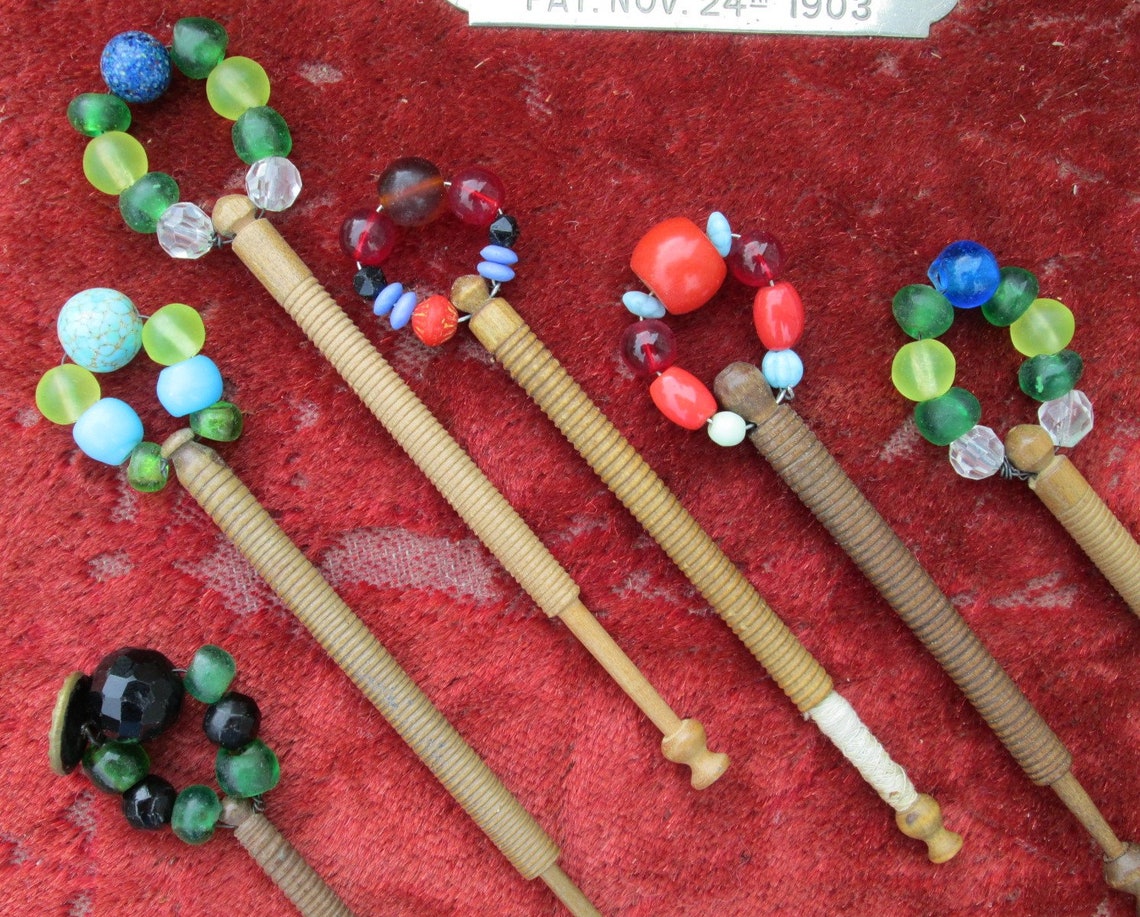 Vintage Turned Wood Bobbin Lace Bobbins With Beads Set of 6 - Etsy