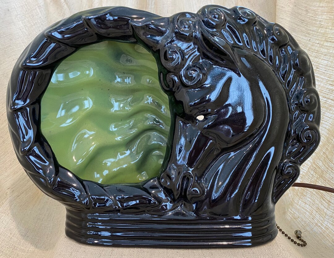Horse Head MCM Black Ceramic TV Lamp - Etsy