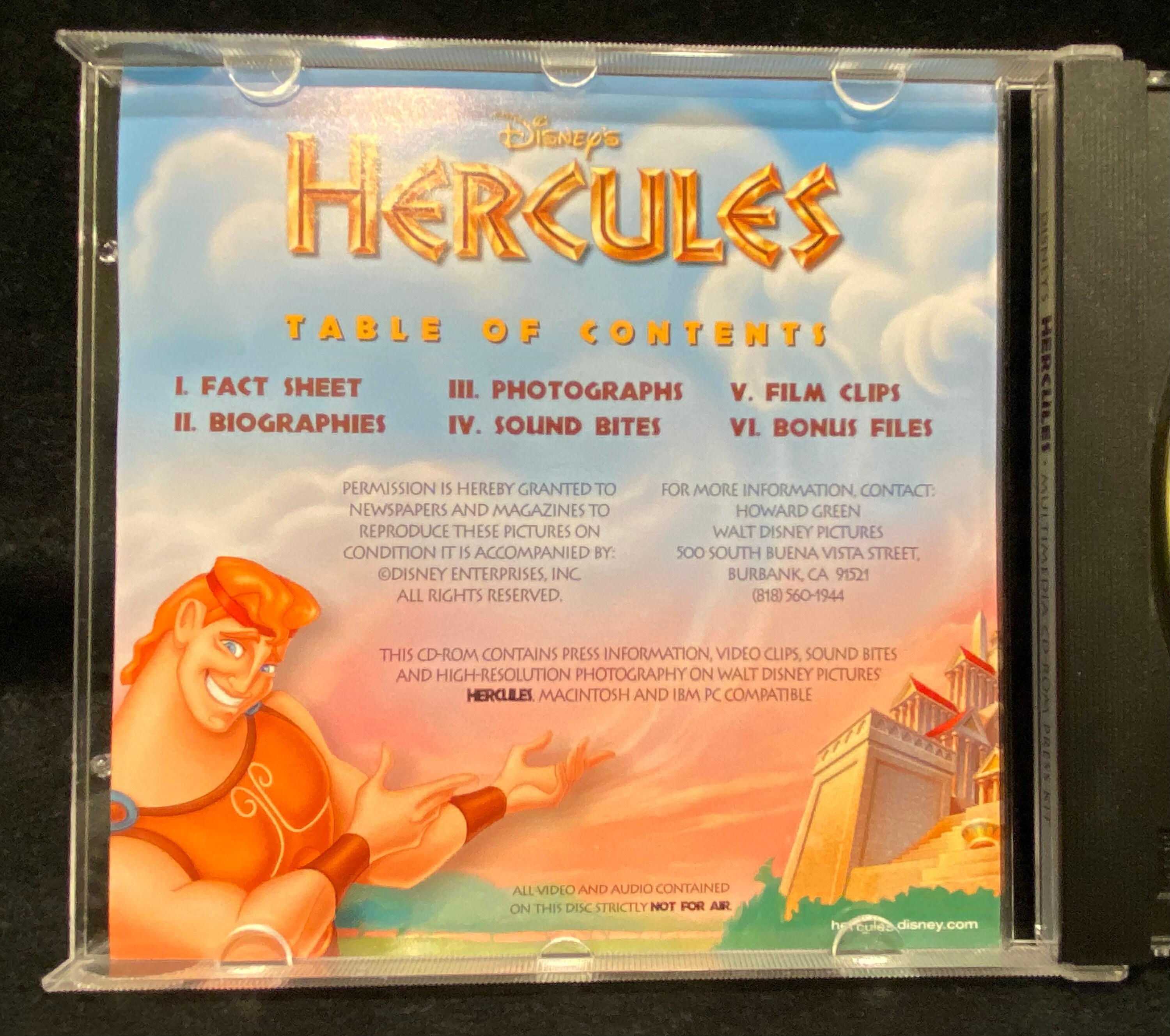 Hercules Disney Multimedia CD-ROM Press Kit - Etsy