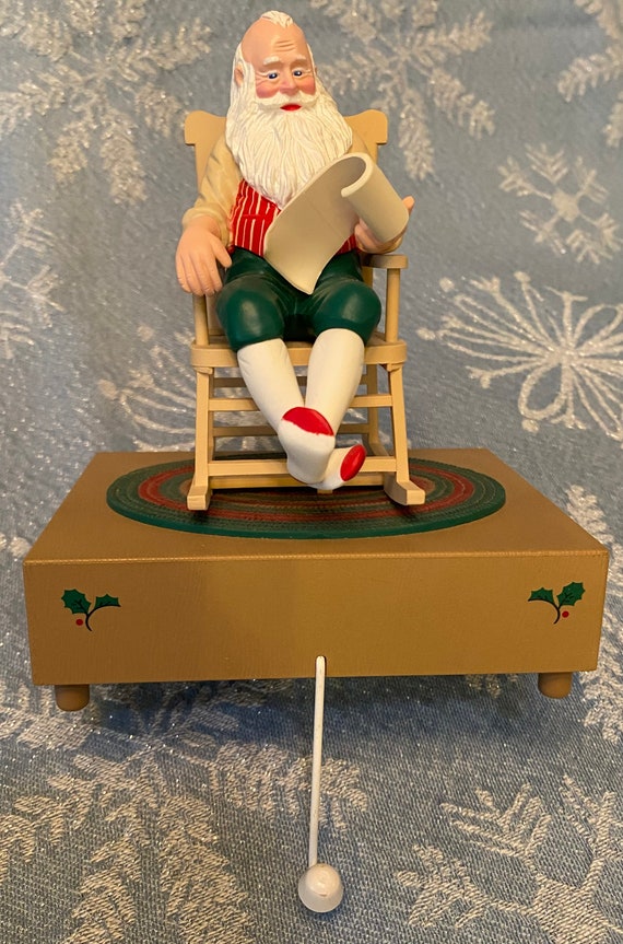Hallmark Stocking Holder Wind-up Musical Santa Checking His - Etsy