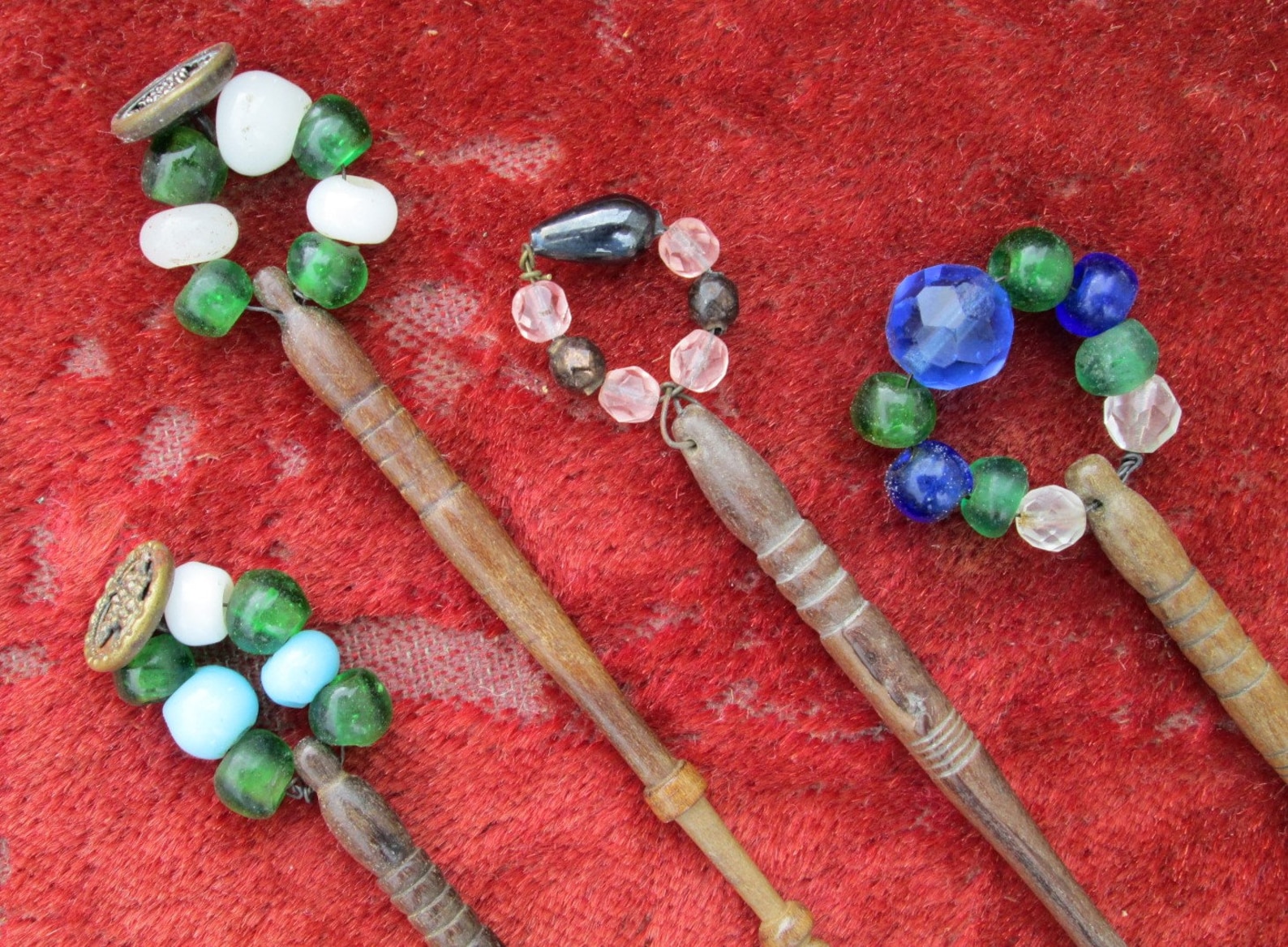 Vintage Turned Wood Bobbin Lace Bobbins With Beads Set of 4 - Etsy