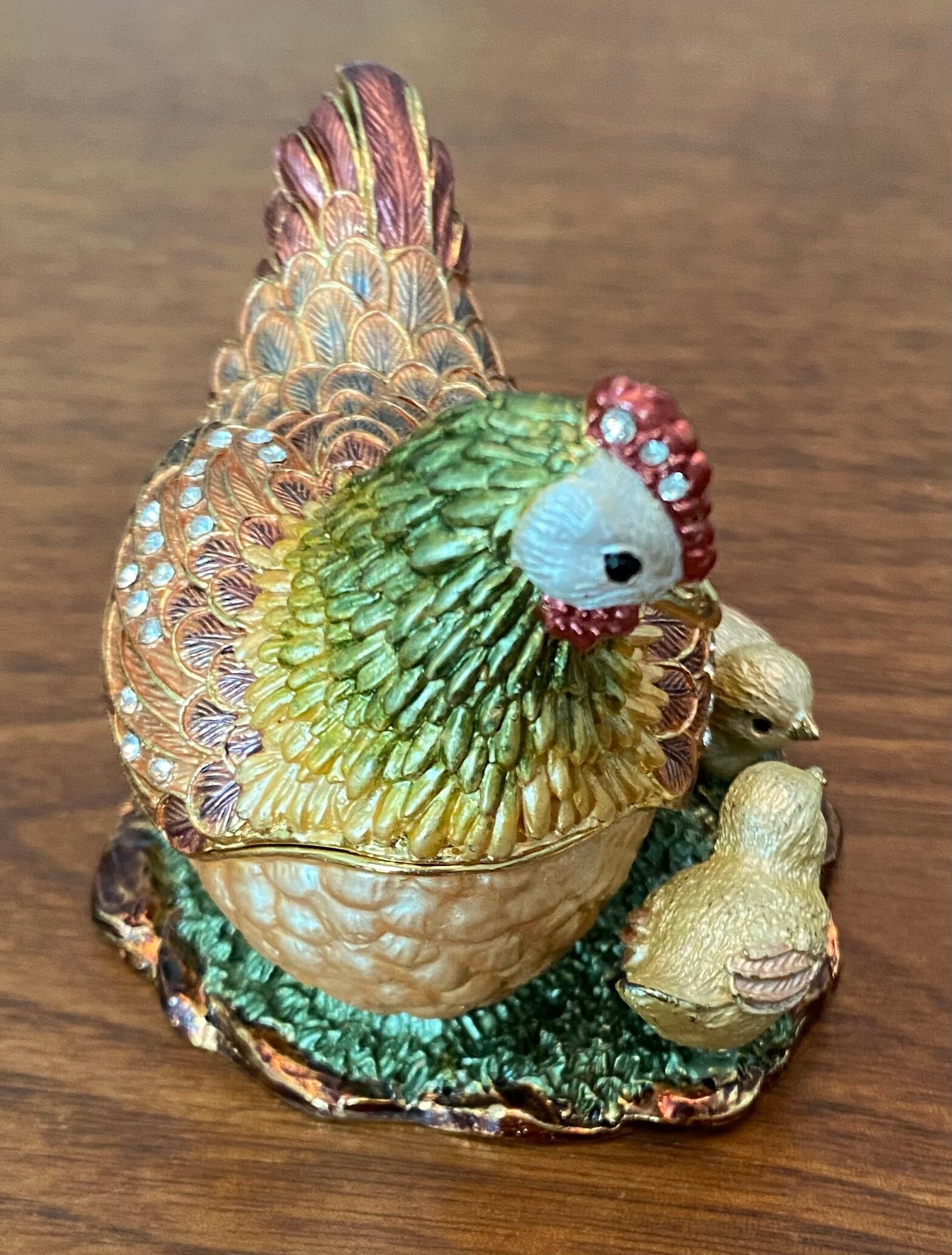 Mother Hen With Chicks Enameled Trinket Box by Nobility - Etsy
