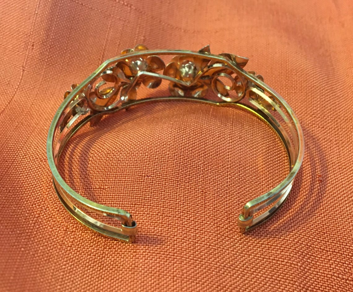 Vintage Gold Cuff Bracelet With Roses - Etsy