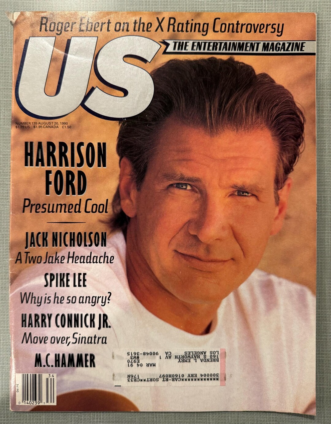 US the Entertainment Magazine August 20, 1990 Issue Harrison Ford ...