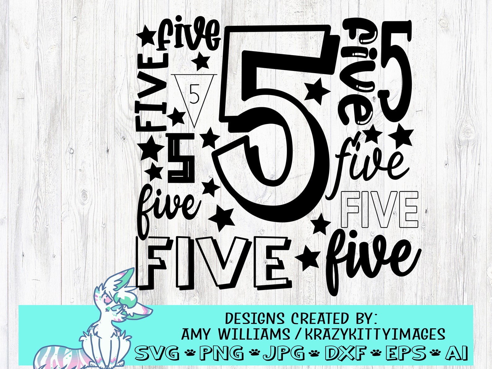 Number 5 Birthday Svg Five Svg 5 Year Old Svg Fifth - Etsy