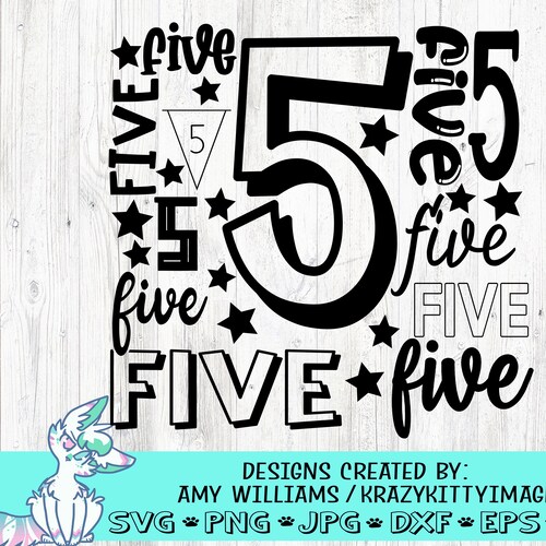 Number 5 Birthday Svg Five Svg 5 Year Old Svg Fifth - Etsy