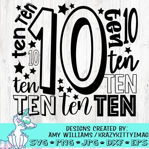 Number 10 Birthday Svg Ten Svg 10 Year Old Svg Tenth - Etsy Australia