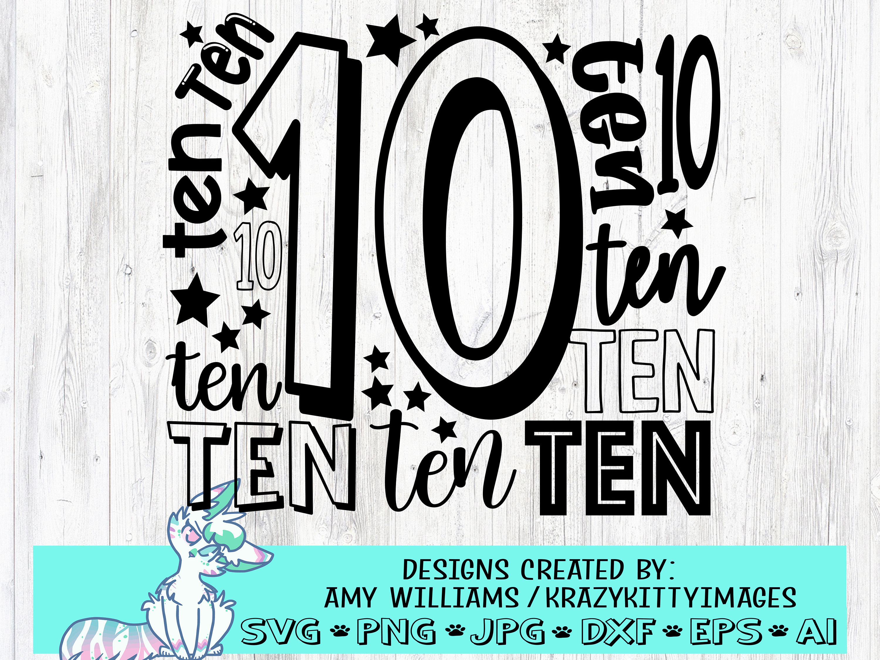 Number 10 birthday svg Ten svg 10 year old svg Tenth | Etsy