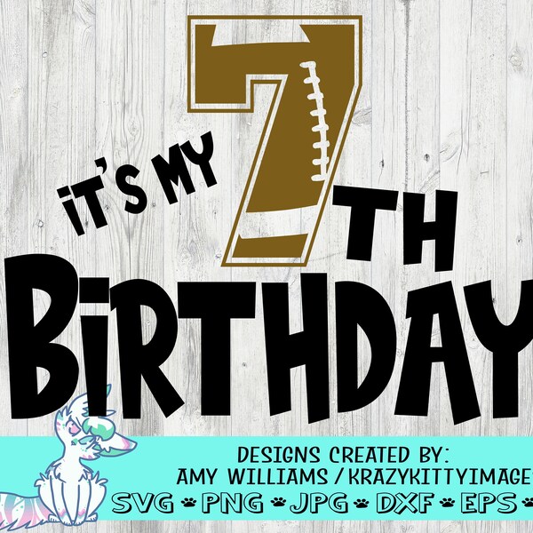Football 7th Birthday Card - Etsy