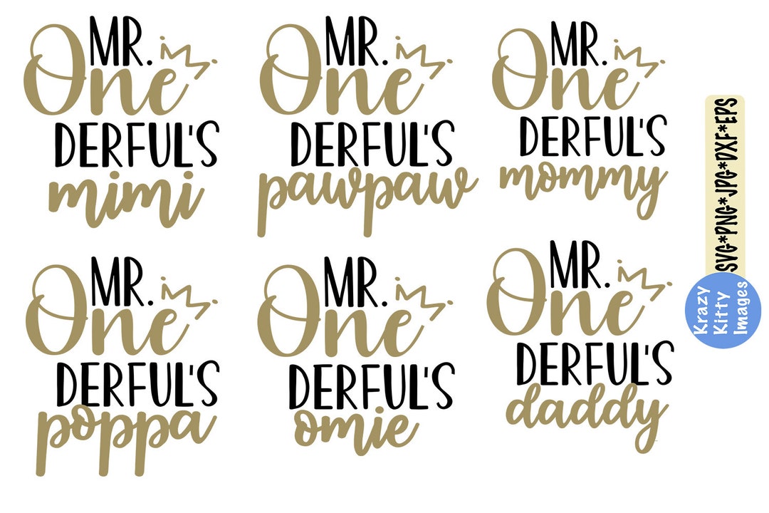 Mr Onederfuls Family Svg Bundle, Omie, Pawpaw, Poppa, Mimi, First ...