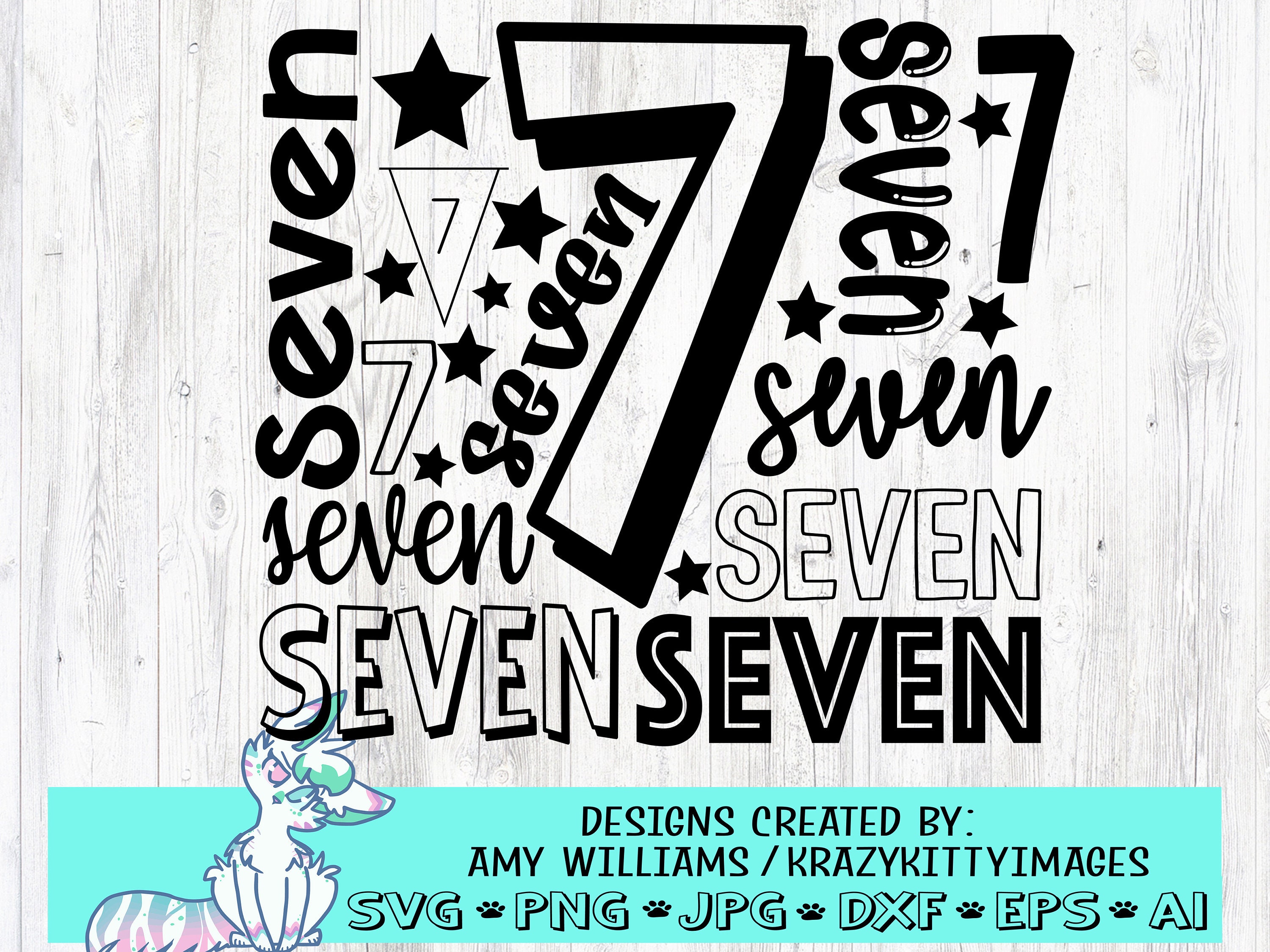 Number 7 Birthday Svg Seven Svg 7 Year Old Svg Seven - Etsy UK