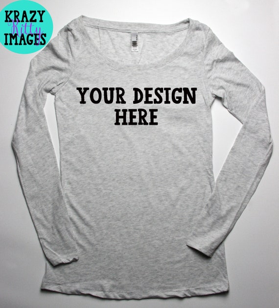 Heather White Long Sleeve Scoop Mockup Next Level 6731 Long | Etsy