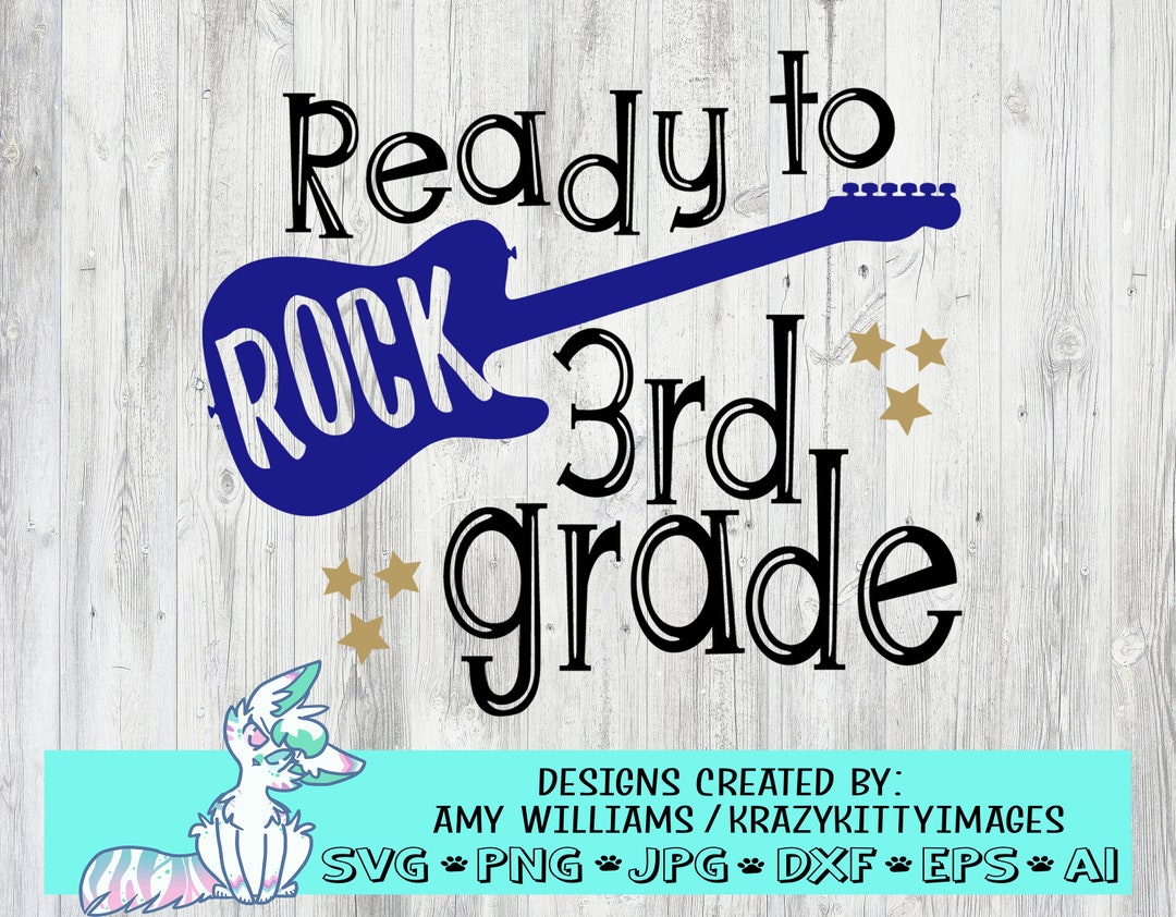 Ready to Rock 3rd Grade SVG, 1st Day of School, Back to School, Guitar ...