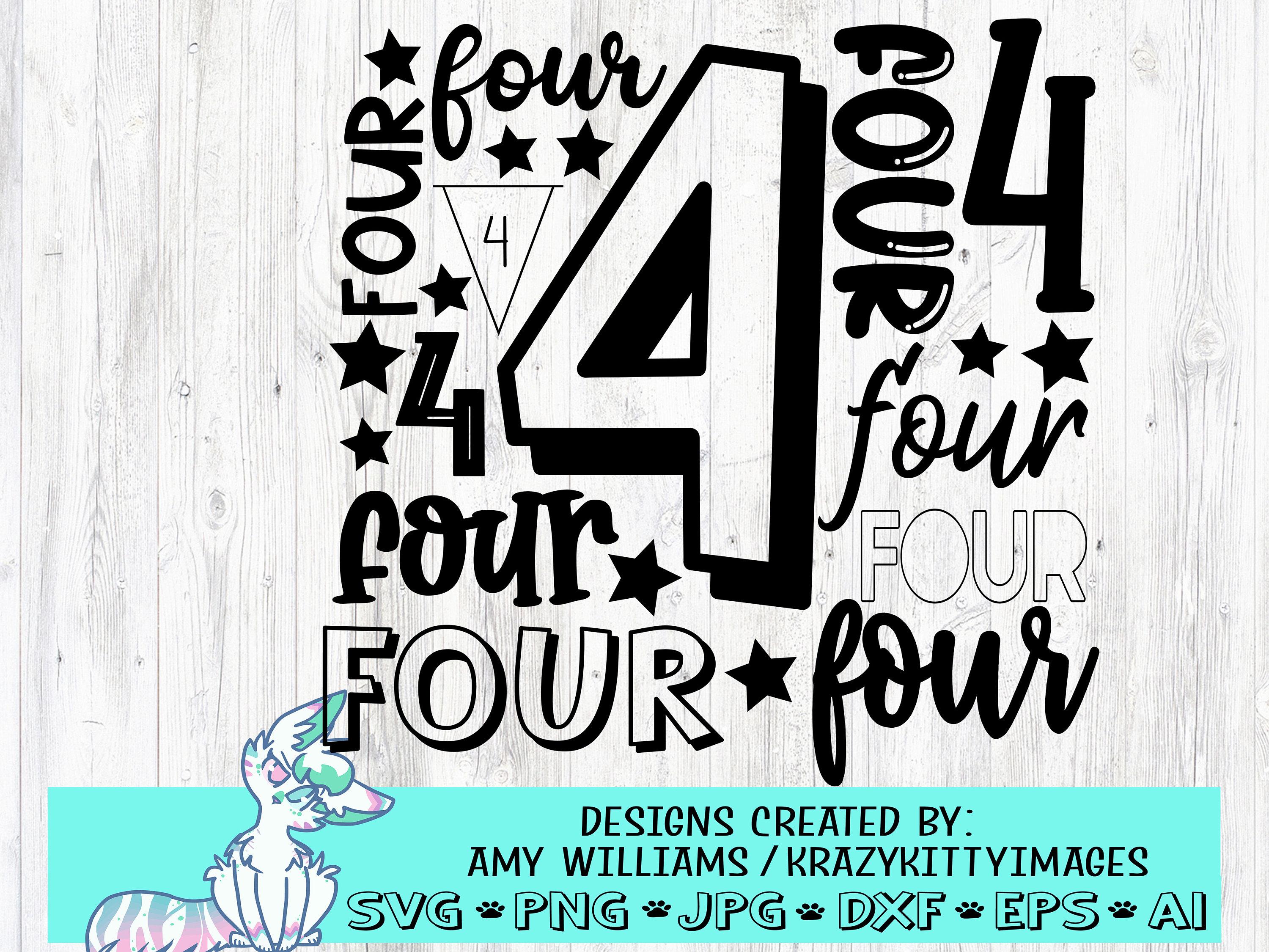 Number 4 Birthday Svg Four Svg Four Year Old Svg Fourth - Etsy UK