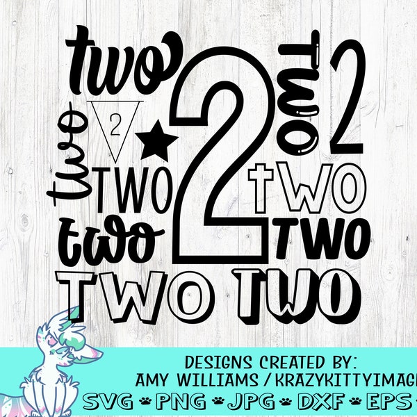 Two Svg - Etsy